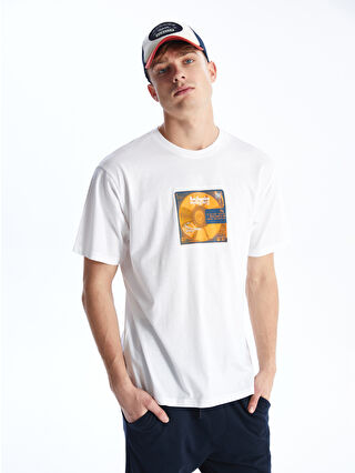 XSIDE Crew Neck Short Sleeve Printed Combed Cotton Men's T-shirt -S41407Z8-Q6K - LC Waikiki