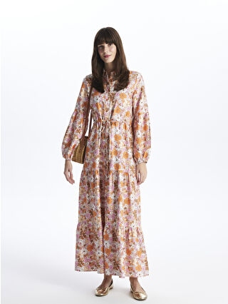 LCW Modest Floral Long Sleeve Women's Shirt Dress -S4AF87Z8-KTU - LC ...