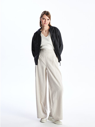 Loose Fit Striped Linen Blend Women's Trousers -S4BE32Z8-LE8 - LC Waikiki