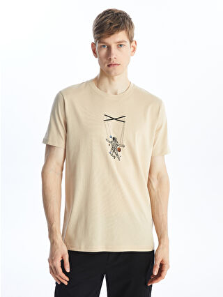 XSIDE Crew Neck Short Sleeve Printed Combed Cotton Men's T-shirt -S4DH39Z8-VGK - LC Waikiki