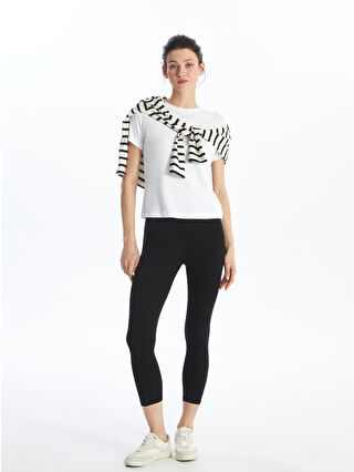 LCWAIKIKI Basic - LCWAIKIKI Basic Siyah Kadın Beli Lastikli Düz Tayt ...