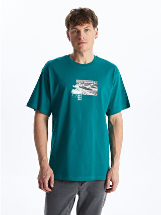 XSIDE Crew Neck Short Sleeve Printed Combed Cotton Men's T-shirt -S4H069Z8-VAK - LC Waikiki