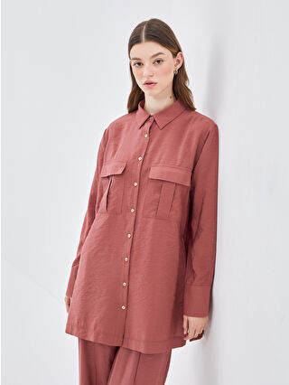 LCW Modest Bordo Düz Uzun Kollu Kadın Gömlek Tunik - S4NY28Z8-K2P | LCW