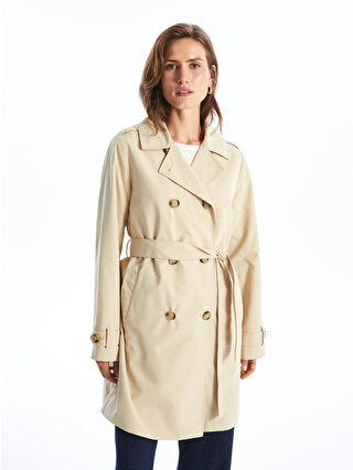 Women's Jacket Collar Plain Trench Coat -W40801Z8-FJC - LC Waikiki
