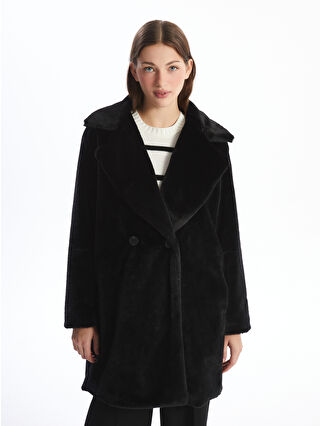 LCW Vision Jacket Neck Oversize Women's Fur Overcoat -W4BT34Z8-CVL - LC ...