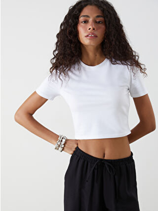 XSIDE Woman WHITE Crop Top -S4AG74Z8-Q6K - LC Waikiki