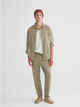XSIDE Haki Rahat Kalıp Keten Görünümlü Erkek Pantolon - S52901Z8-RBW | LCW