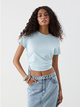 XSIDE Frau BLAU Bauchfreies Top -S5DL00Z8-CU5 - LC Waikiki