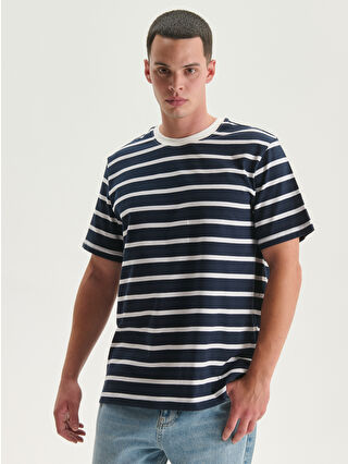XSIDE Crew Neck Striped Jersey Men's T-Shirt -S5ED00Z8-LGS - LC Waikiki
