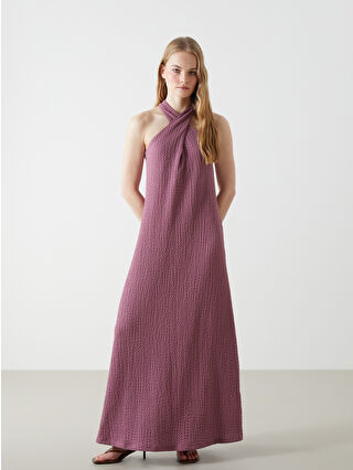 LCW Vision Halter Neck Textured Dress -S5GE85Z8-GVJ - LC Waikiki