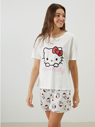 LCW Young - LCW Young Ekru Hello Kitty Baskılı Kadın Şortlu Pijama ...