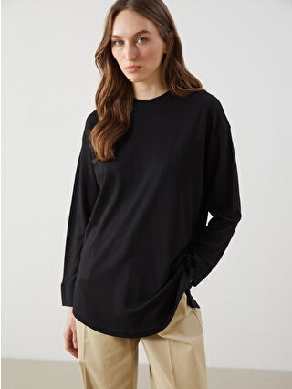 LCW Modest - LCW Modest Siyah Bisiklet Yaka Oversize Kadın Sweatshirt ...