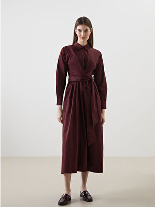 LCW Modest Collared Neck Poplin Women's Dress -S5LD83Z8-YHR - LC Waikiki