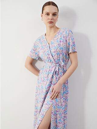 LCW Comfort Double Breasted Floral Dress -S5N663Z8-LT4 - LC Waikiki