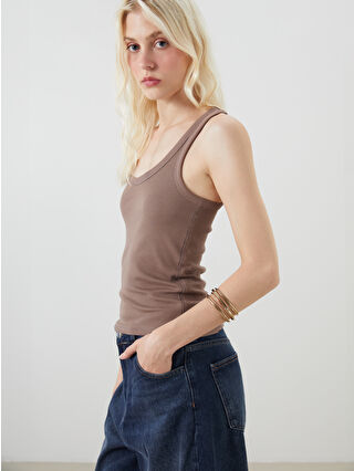 LCW Vision Kahverengi U Yaka Kadın Atlet - S5PU79Z8-H2Q | LCW