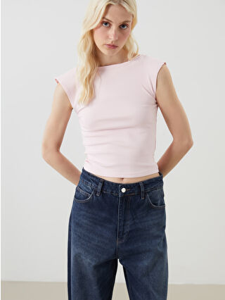 LCW Vision Pembe Bisiklet Yaka Bluz - S5QK68Z8-FXC | LCW