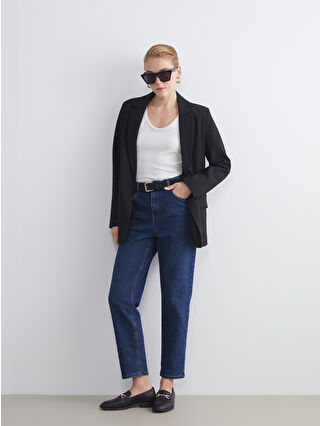 LCW Modest İndigo Mom Fit Kadın Jean Pantolon - W5CC78Z8-309 | LCW