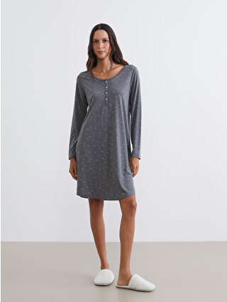 LCW DREAM U-Neck Star Pattern Women's Nightdress - W5O490Z8-998 - LC ...