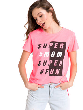 LCW Vision - LCW Vision Parlak Pembe Tişört - 8SG550Z8-DG5 | LCW