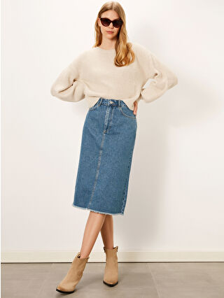 LCW Jeans - LCW Jeans Indigo Standart Fit Kadın Jean Etek - 9WM272Z8 ...