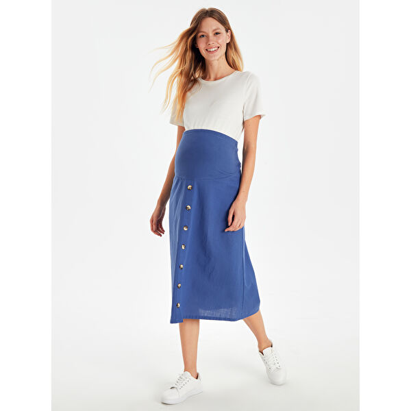 Önü Düğmeli Pamuklu Hamile Etek Önü Düğmeli Pamuklu Hamile Etek