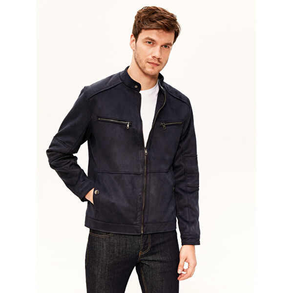LCW VISION Slim Fit Biker Yaka İnce Süet Erkek Mont