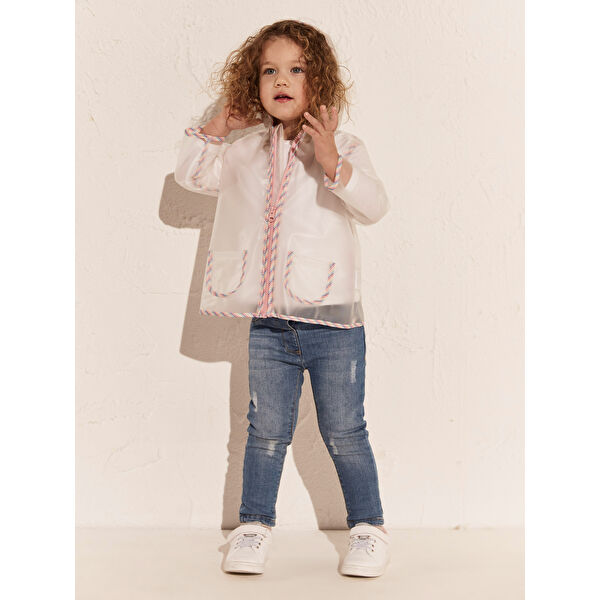 Kapüşonlu Uzun Kollu Kız Bebek Fermuarlı Yağmurluk Kapüşonlu Uzun Kollu Kız Bebek Fermuarlı Yağmurluk