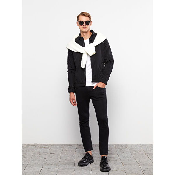 Slim Fit Biker Yaka İnce Erkek Mont Slim Fit Biker Yaka İnce Erkek Mont