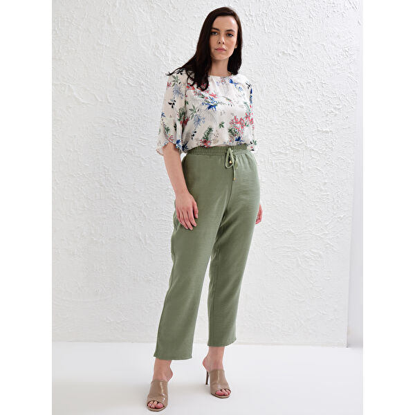 Bilek Boy Beli Lastikli Havuç Pantolon