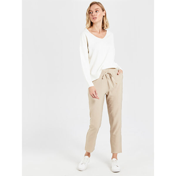 Bilek Boy Beli Lastikli Havuç Pantolon