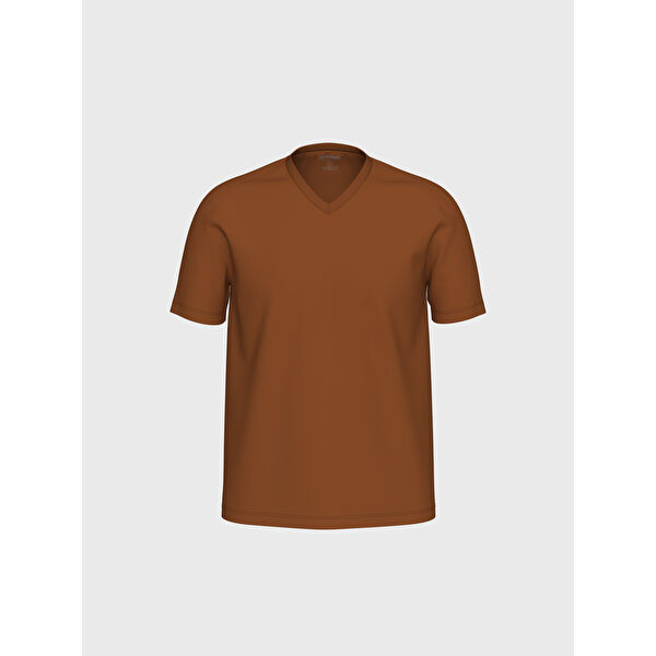 V Yaka Kısa Kollu Basic Pamuklu Erkek Tişört