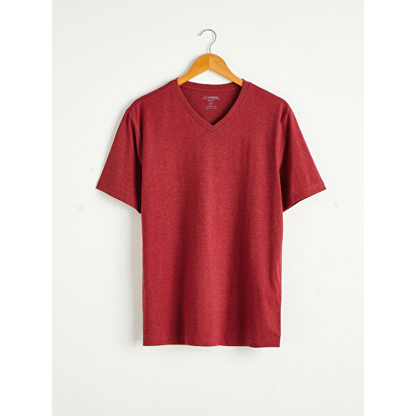 V Yaka Kısa Kollu Basic Pamuklu Erkek Tişört