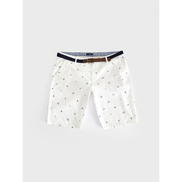 Standart Kalıp Desenli Gabardin Erkek Şort