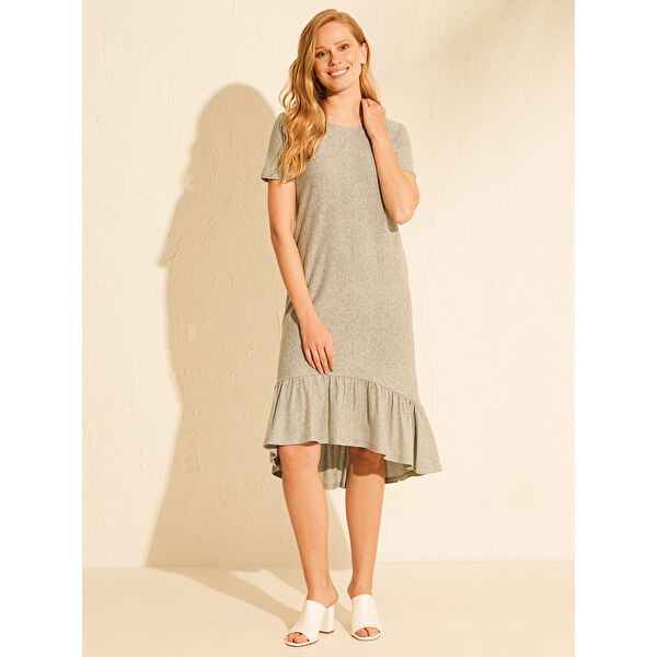 LCW CLASSIC Standart Fit Kısa Kollu Penye Kadın Elbise