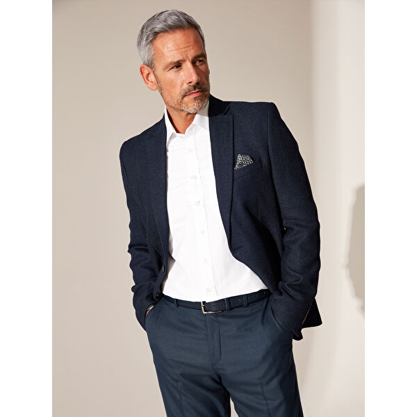 Standart Kalıp Dokulu Blazer Ceket