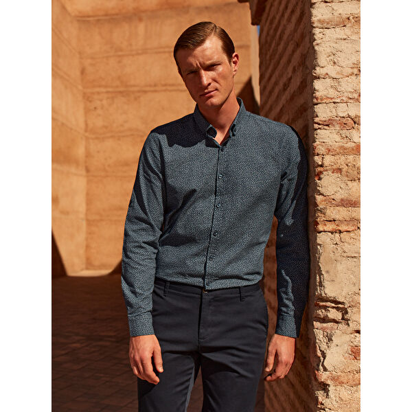 Slim Fit Desenli Oxford Gömlek Slim Fit Desenli Oxford Gömlek