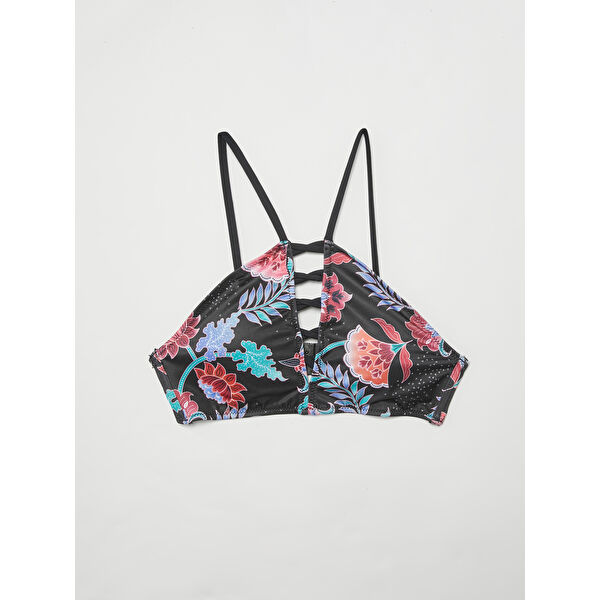 Halter Yaka Desenli Kadın Bikini Üst