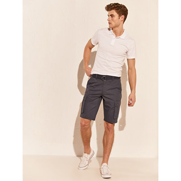 Regular Fit Kargo Cepli Gabardin Şort Regular Fit Kargo Cepli Gabardin Şort