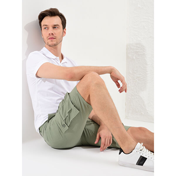 Regular Fit Kargo Cepli Gabardin Şort Regular Fit Kargo Cepli Gabardin Şort