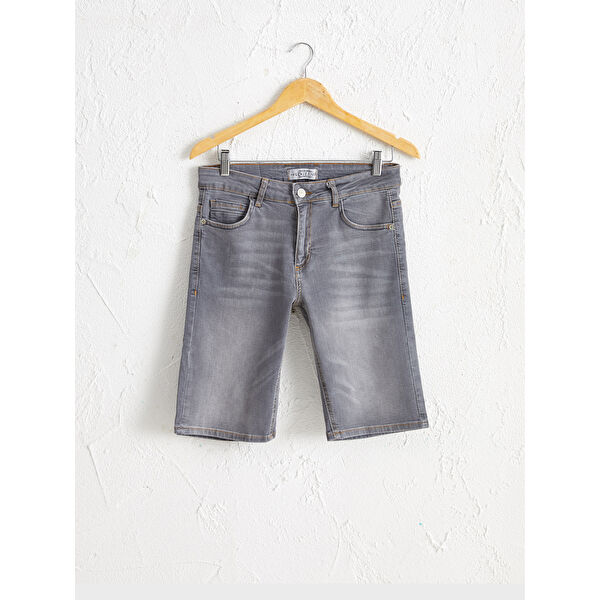 Skinny Fit Bermuda Jean Şort