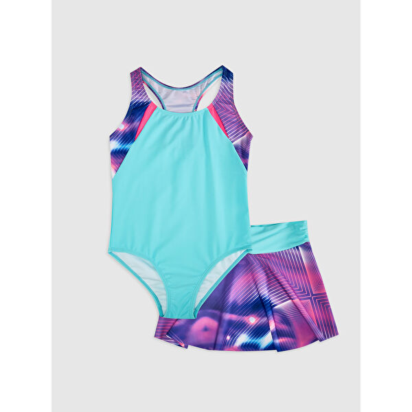 Esnek Kumaştan Kız Çocuk Mayo ve Etek