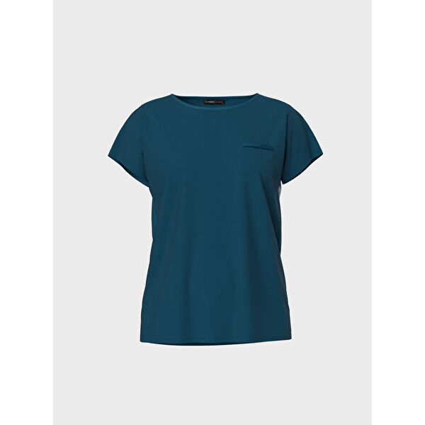 LCW CLASSIC Bisiklet Yaka Standart Fit Kısa Kollu Penye Kadın Esnek Viskon Tişört