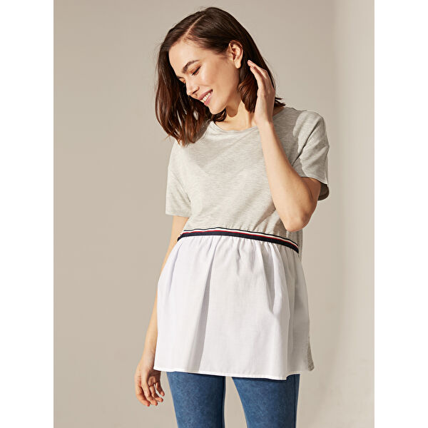 Hamile Renk Bloklu Viskon Tunik Hamile Renk Bloklu Viskon Tunik