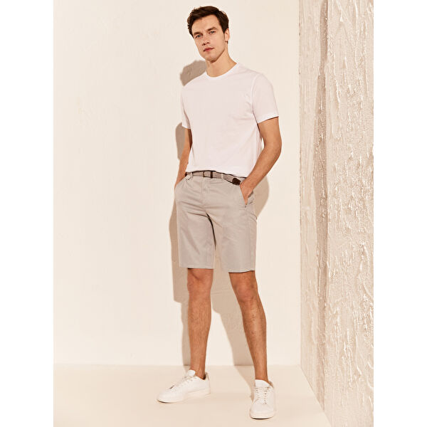 Slim Fit Bermuda Kemerli Erkek Şort