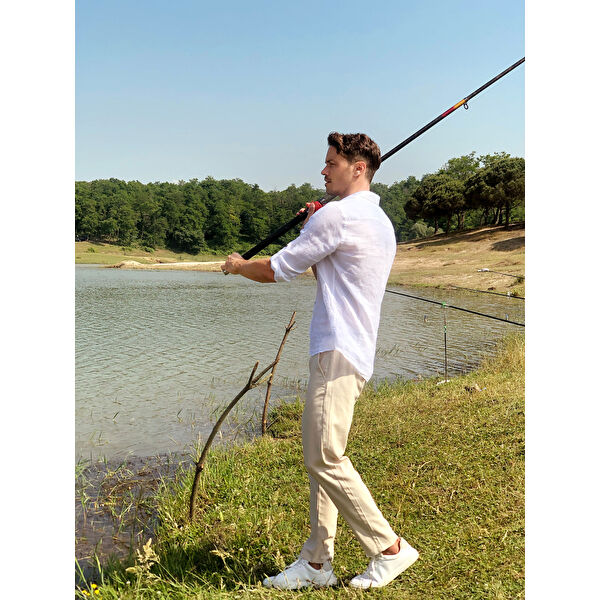 Slim Fit Esnek Keten Pantolon
