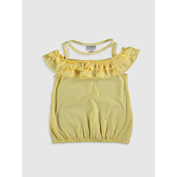 Kız Çocuk Fırfırlı Omuzu Açık Tişört Kız Çocuk Fırfırlı Omuzu Açık Tişört