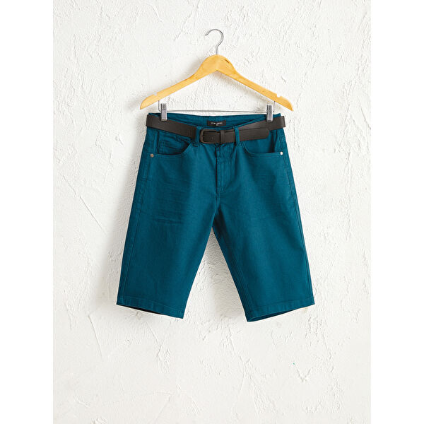 Slim Fit Bermuda Gabardin Erkek Şort