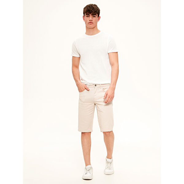 Slim Fit Bermuda Gabardin Erkek Şort
