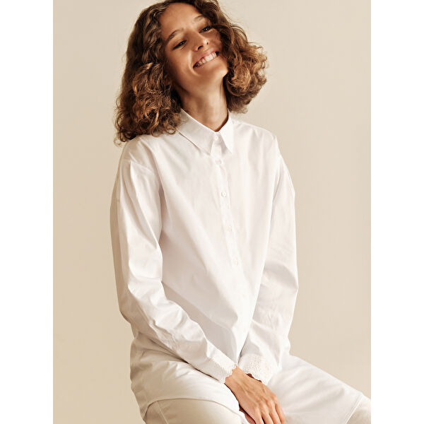 Fisto Detaylı Oversize Poplin Tunik