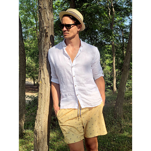 Kısa Boy Standart Kalıp Baskılı Deniz Şortu